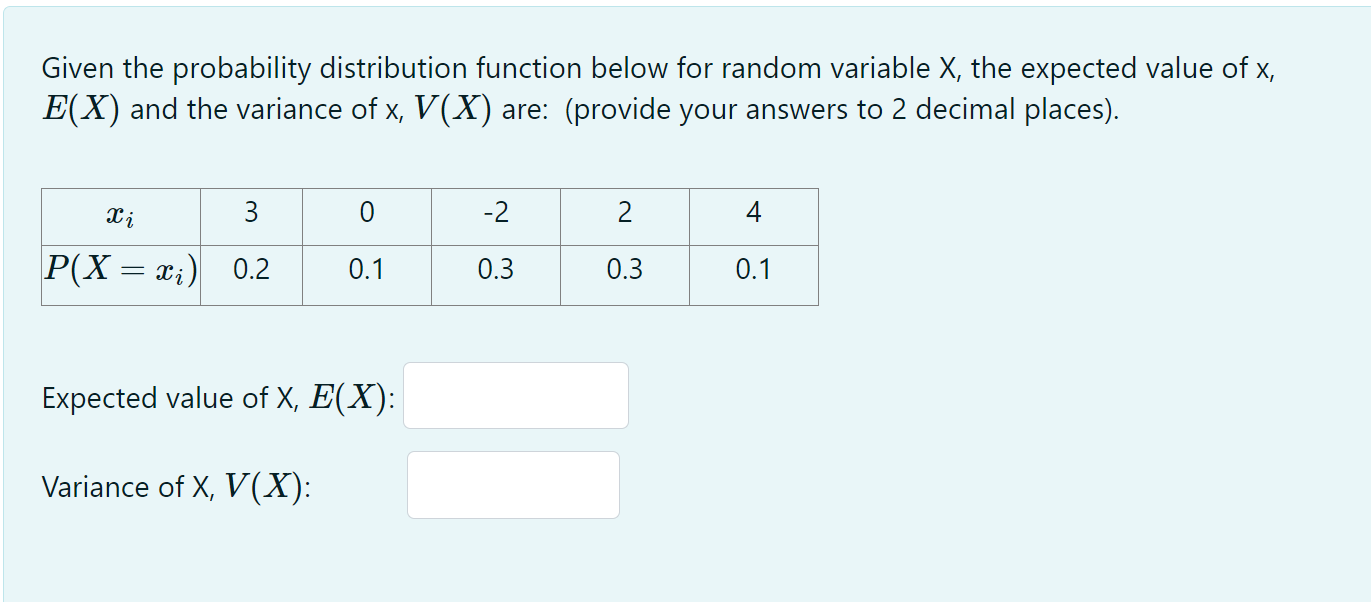 Solved Given the probability distribution function below for | Chegg.com