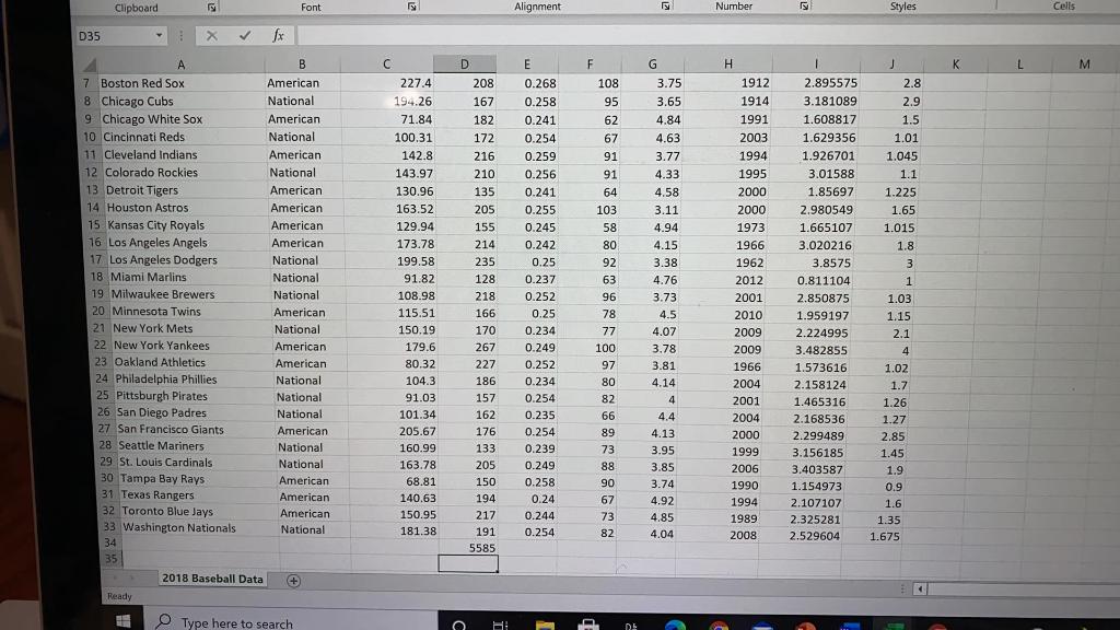 Solved Clipboard Font Alignment 19 Number S Styles Cells D35 | Chegg.com