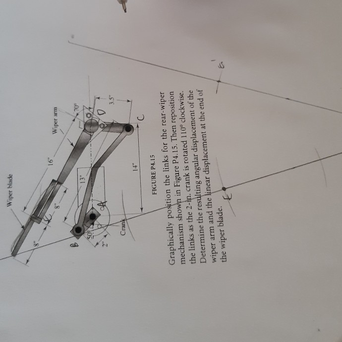 Solved Wiper blade . Wiper arm 70° XO 3.5" Crank 14" с | Chegg.com