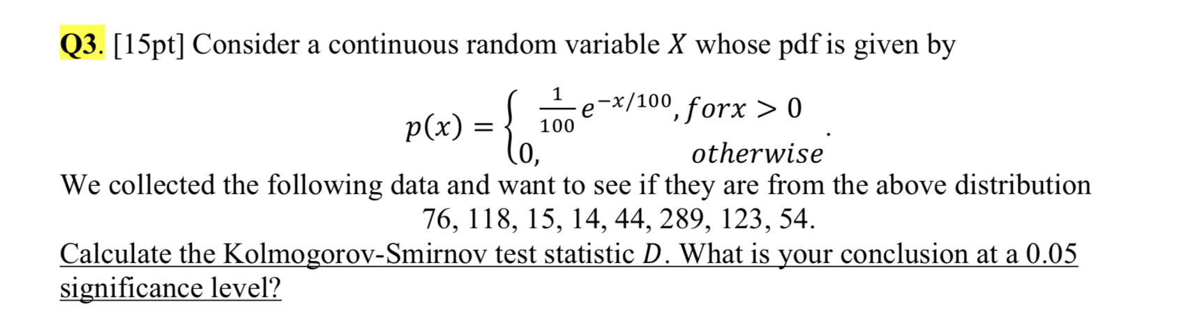 Solved Q3. [15pt] Consider a continuous random variable X | Chegg.com
