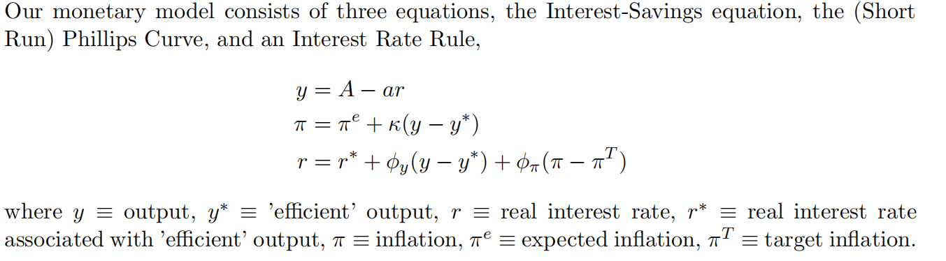 Solved Our monetary model consists of three equations, the | Chegg.com