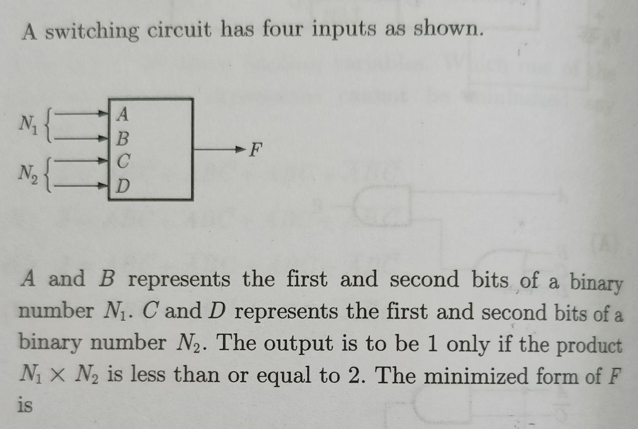 Solved A switching circuit has four inputs as shown. N A B с | Chegg.com