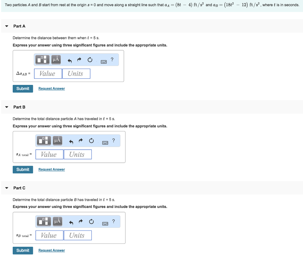 Solved Two particles A and B start from rest at the origin | Chegg.com