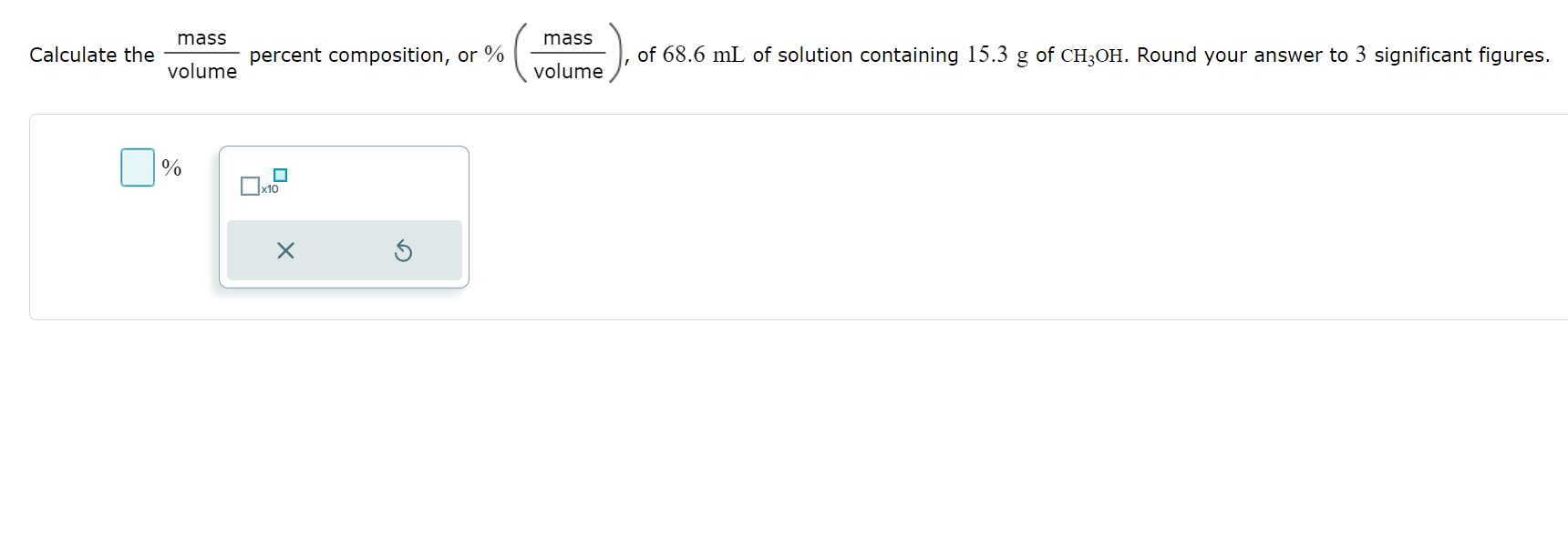 Solved Calculate the volume mass percent composition, or | Chegg.com