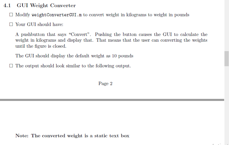 4.1 GUI Weight Converter D Modify | Chegg.com