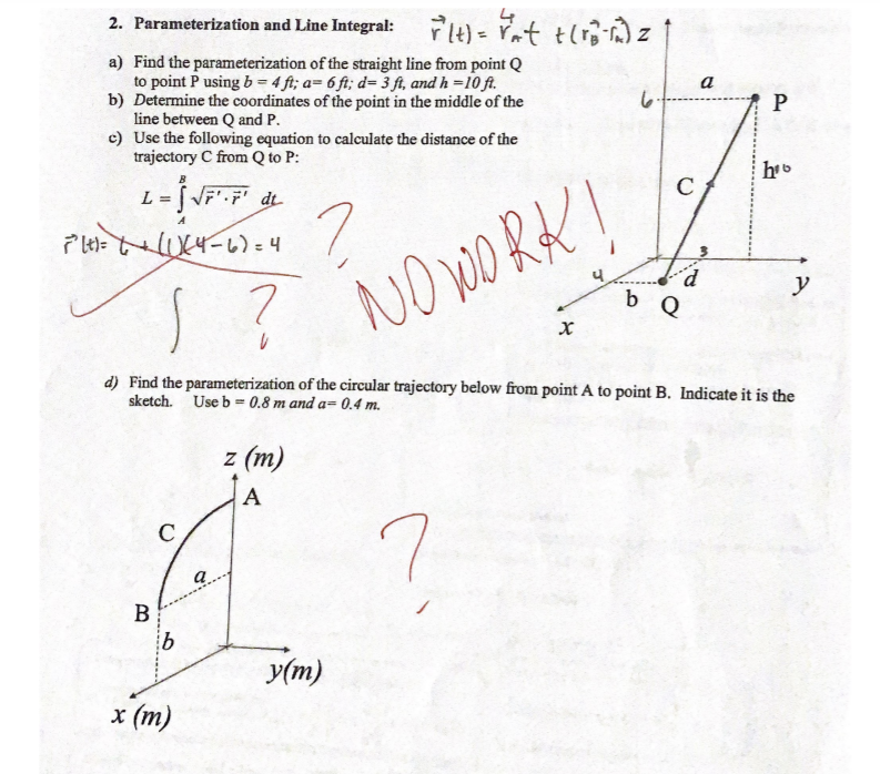 Solved 2. Parameterization and Line Integral: řlt) - Vat tmz | Chegg.com