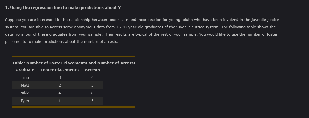 Solved 1. Using the regression line to make predictions | Chegg.com