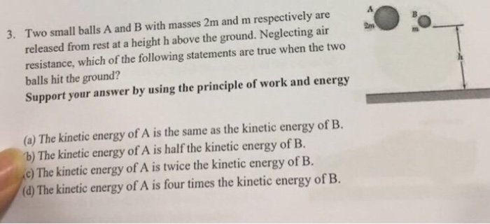 Solved Two small balls A and B with masses 2m and m | Chegg.com