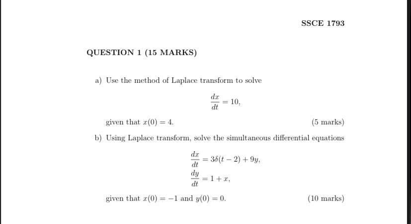 Solved SSCE 1793 QUESTION 1 (15 MARKS) a) Use the method of | Chegg.com