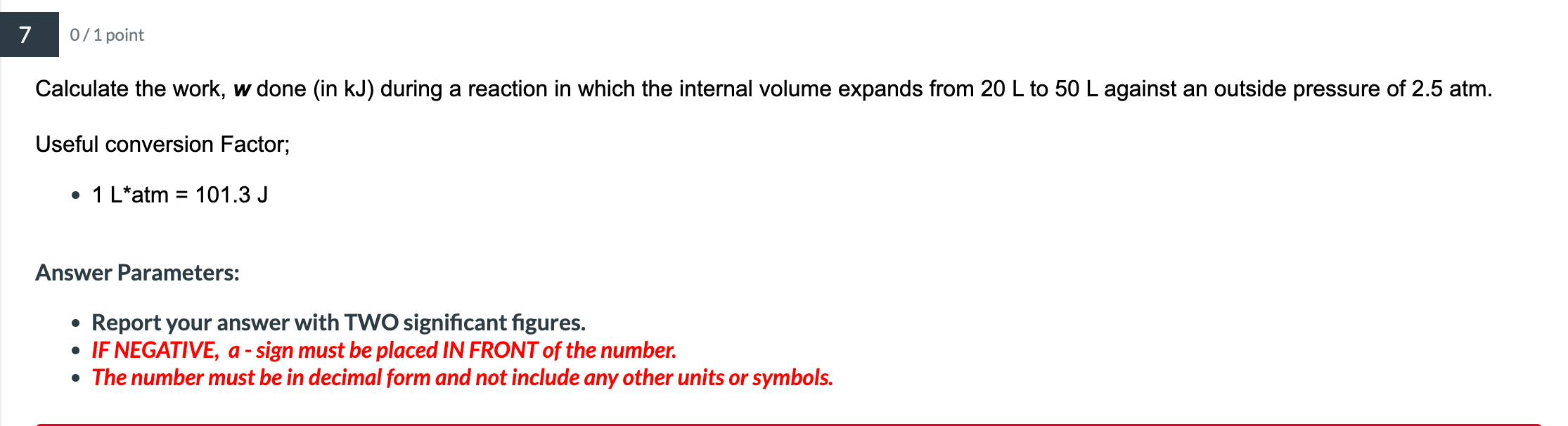 Solved Calculate the work, w done (in kJ ) during a reaction | Chegg.com