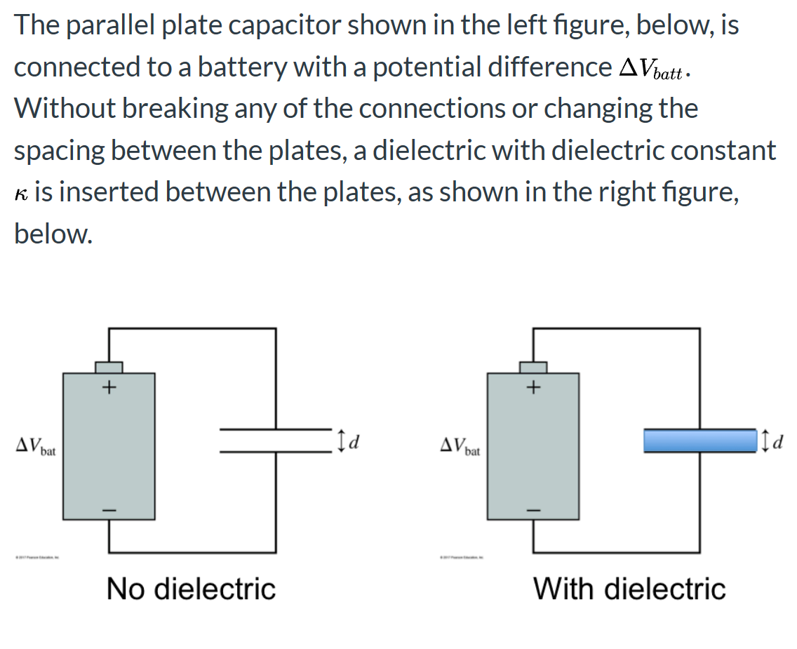 Solved The parallel plate capacitor shown in the left | Chegg.com
