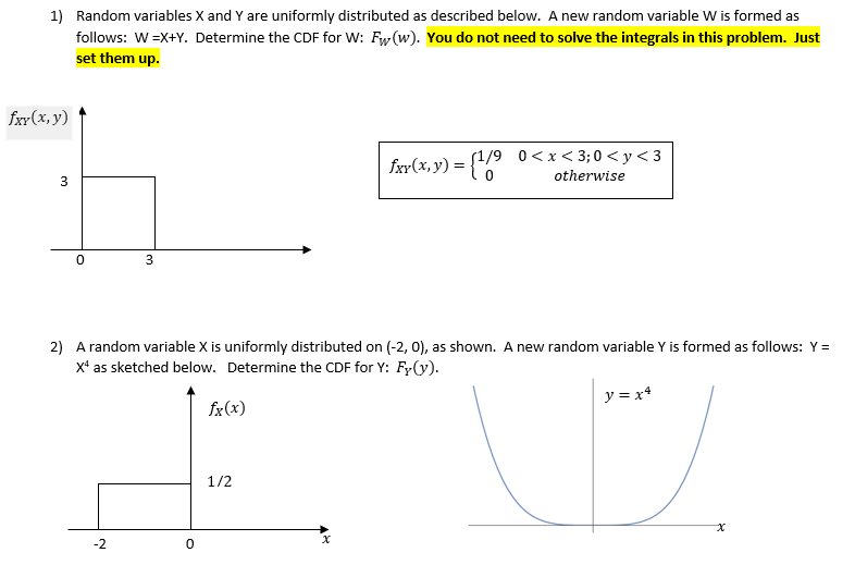 Solved 1) Random variables X and Y are uniformly distributed | Chegg.com