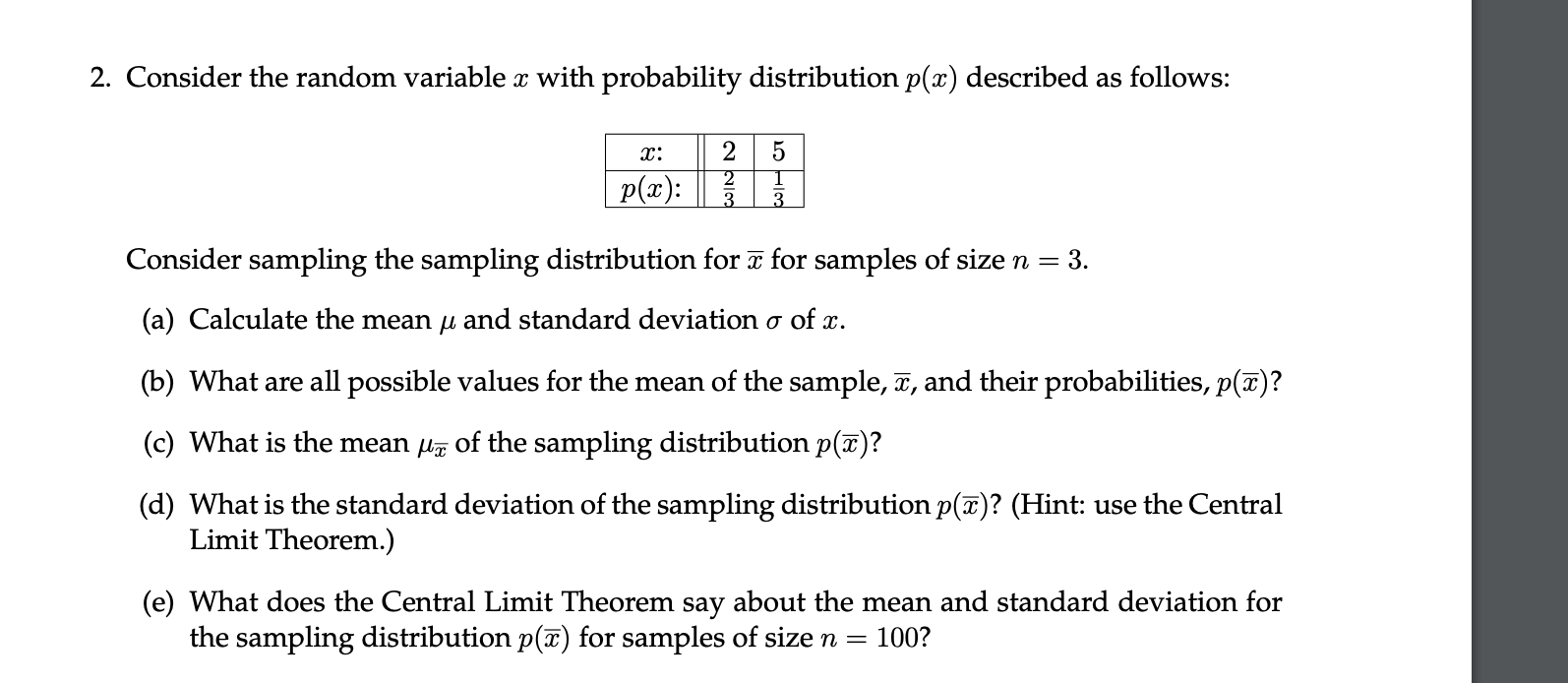 Solved Consider the random variable x ﻿with probability | Chegg.com