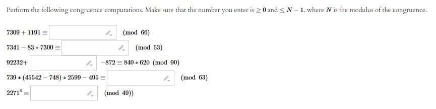 Perform the following congruence computations. Make | Chegg.com