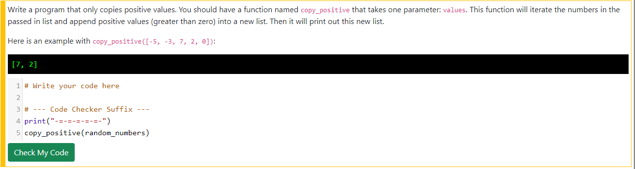 Solved passed in list and append positive values (greater | Chegg.com
