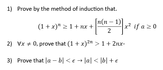 Solved 1) Prove by the method of induction that. | Chegg.com