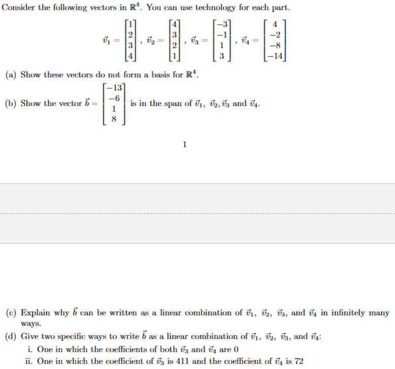 Solved HW6 ﻿Q3Consider the following vectors in R4. ﻿You can | Chegg.com