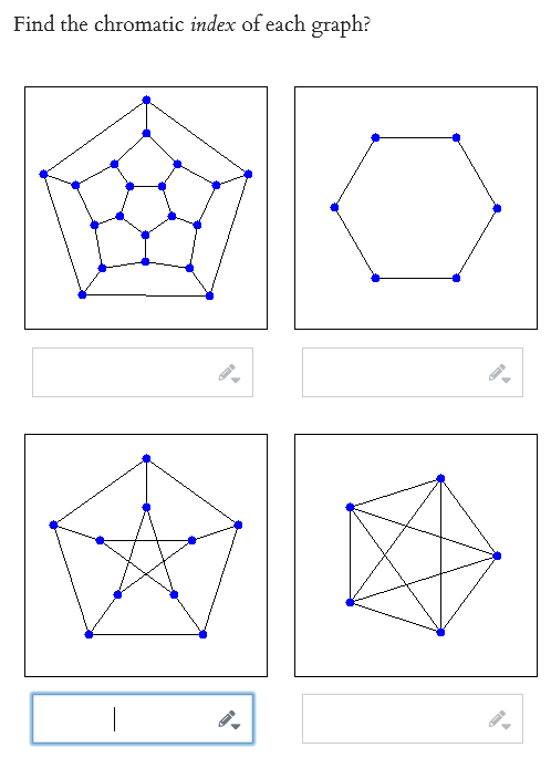 Solved Find the chromatic index of each graph? | Chegg.com