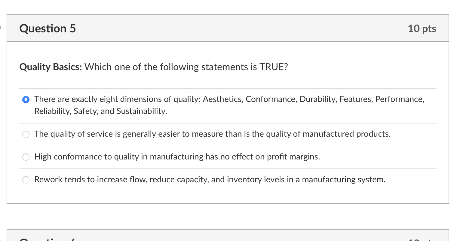Solved Quality Basics: Which one of the following statements | Chegg.com