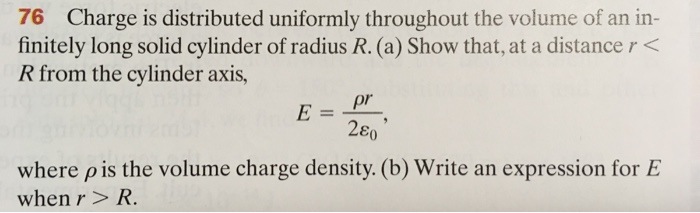 Solved Charge is distributed uniformly throughout the volume | Chegg.com