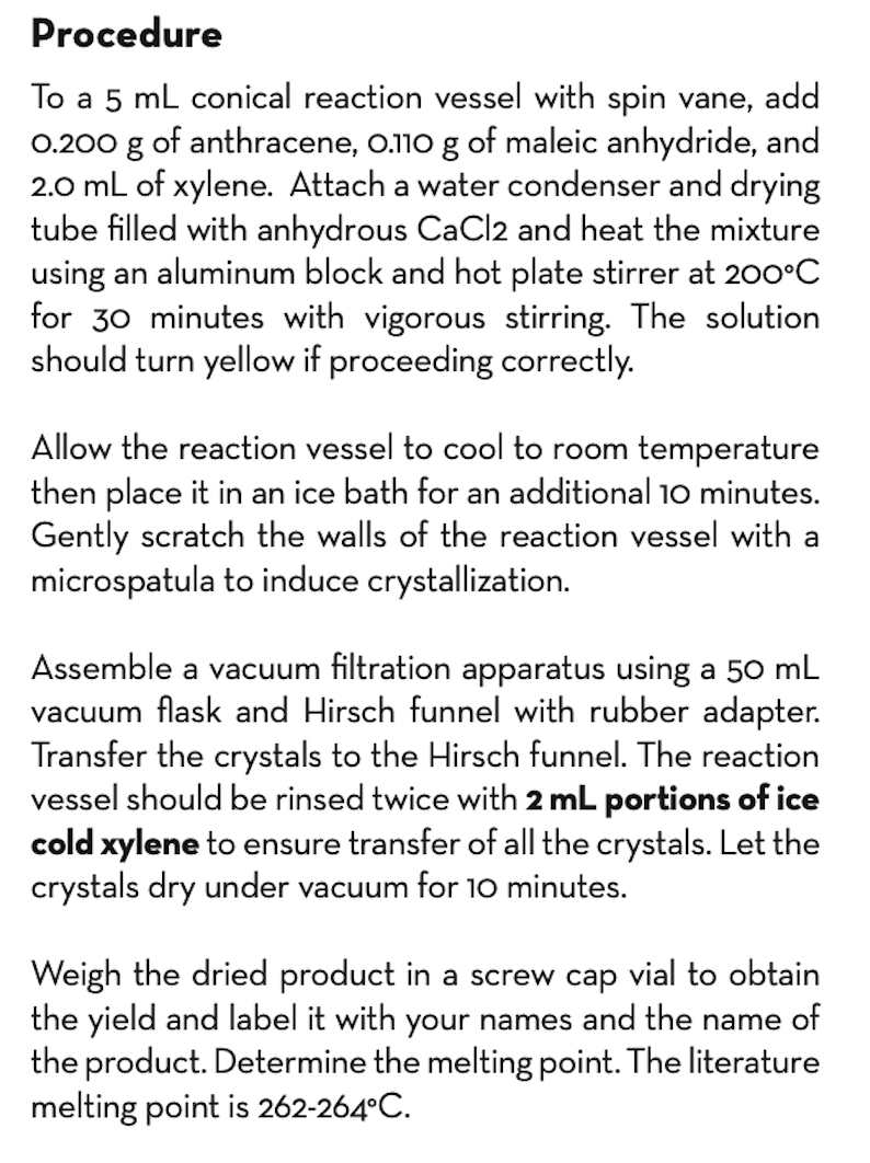 Solved Procedure To a 5 mL conical reaction vessel with spin | Chegg.com