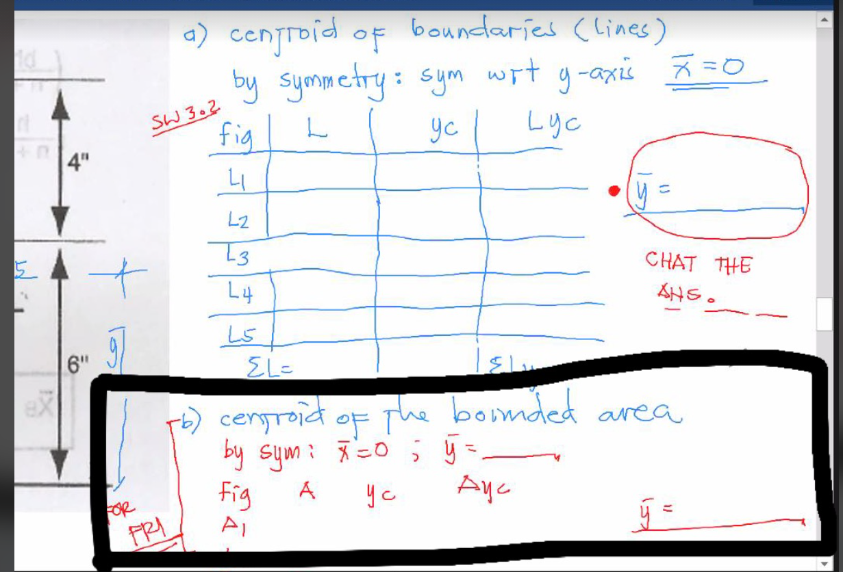 Solved a. centroid of boundaries (lines) by symmetry; | Chegg.com