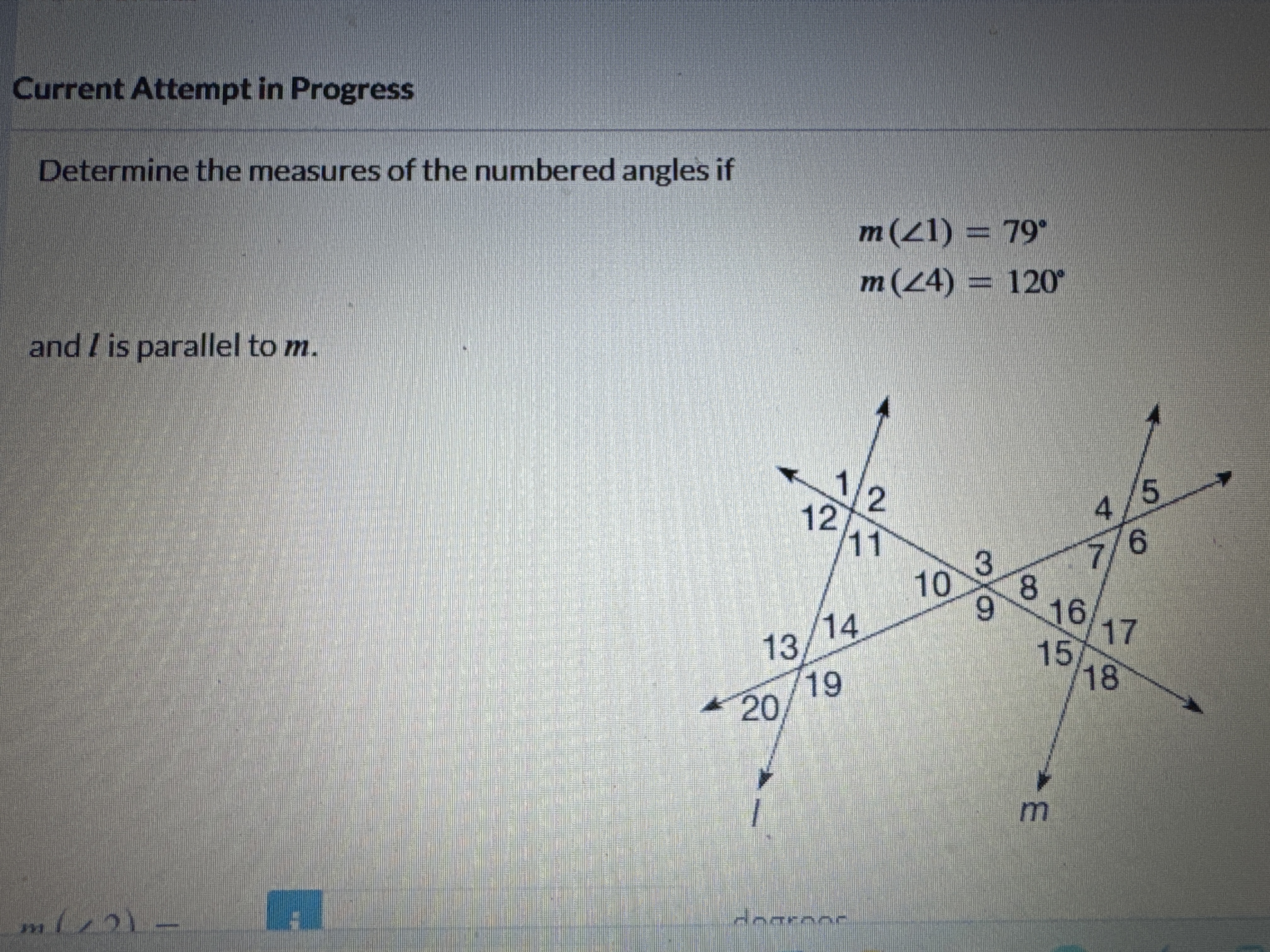 Solved Determine the measures of ﻿the numbered angles if | Chegg.com
