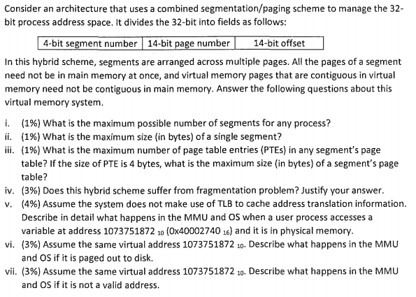 Consider an architecture that uses a combined | Chegg.com