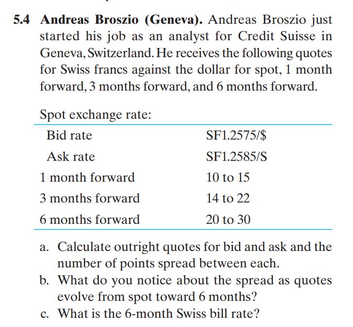 Solved 4 Andreas Broszio (Geneva). Andreas Broszio just | Chegg.com