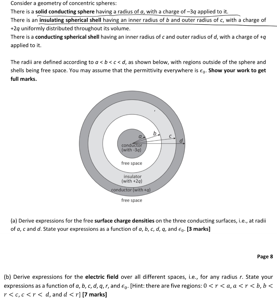 Solved Consider a geometry of concentric spheres: There is a | Chegg.com