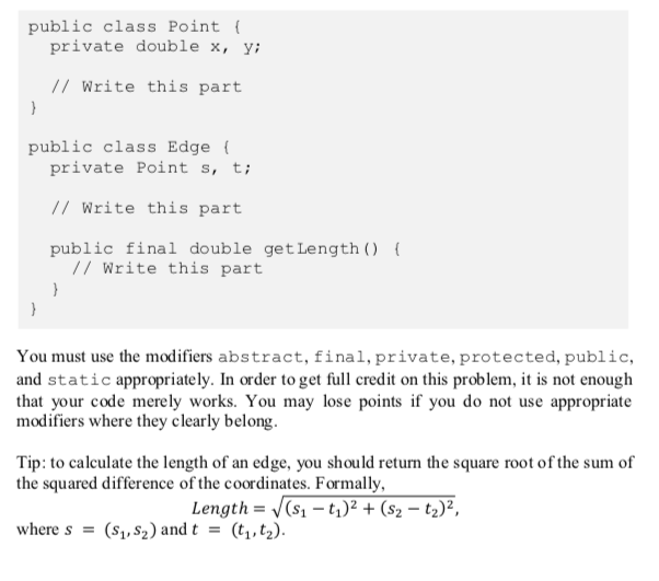 Solved Write the class Point, which represents a | Chegg.com