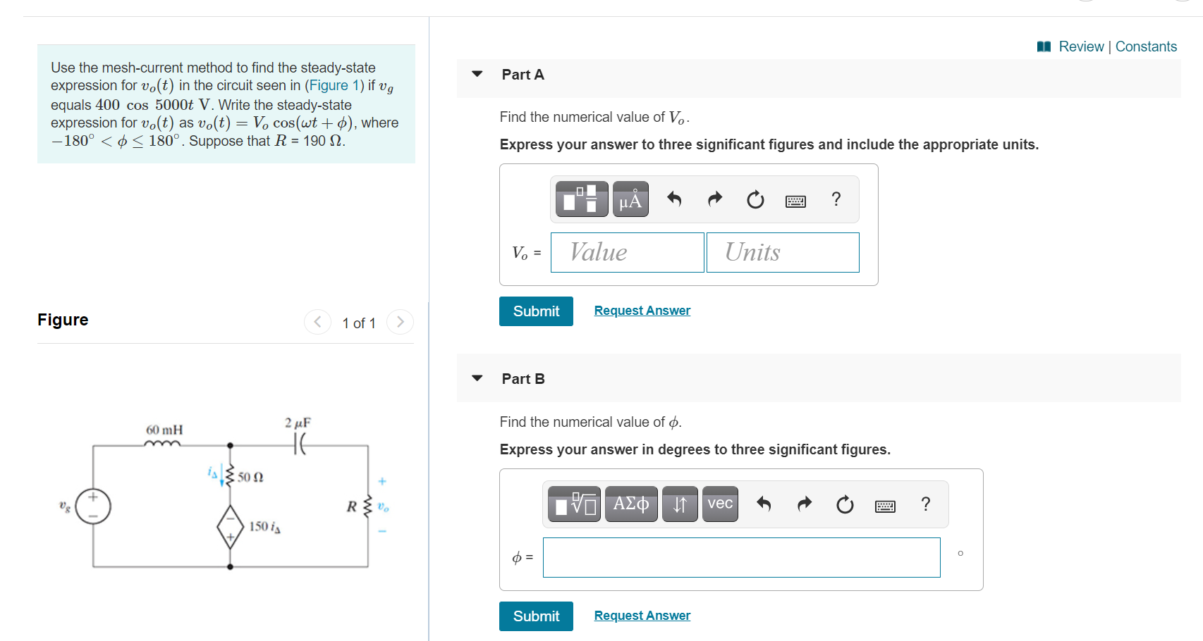Solved Hi Review Constants Part A Use the mesh-current | Chegg.com