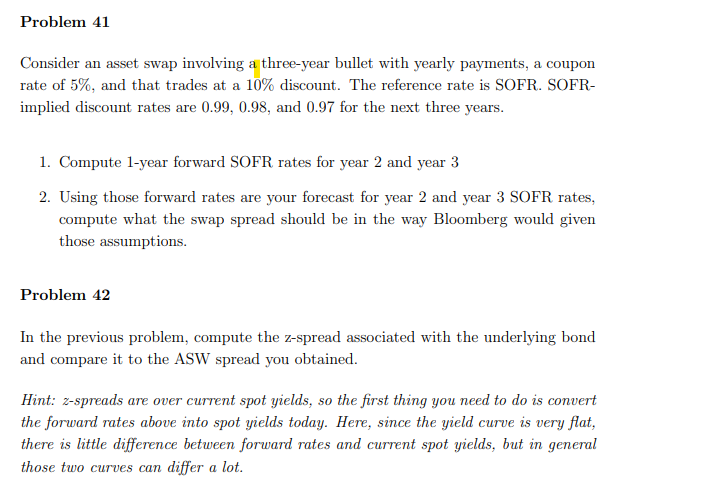 Solved Only answer Problem 42Problem 41Consider an asset | Chegg.com
