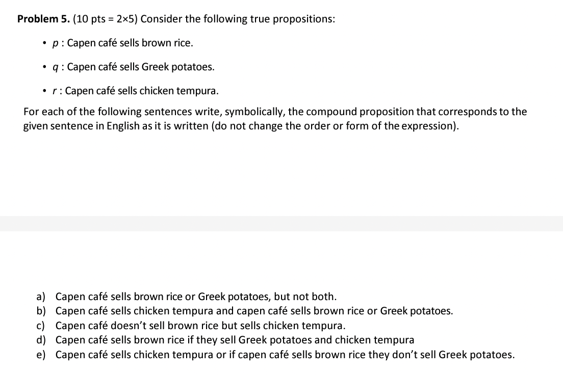 Solved Problem 5. (10pts=2×5) Consider the following true | Chegg.com