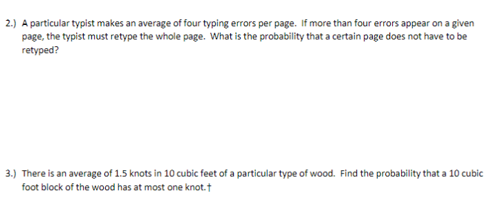 Solved 2 A Particular Typist Makes An Average Of Four 