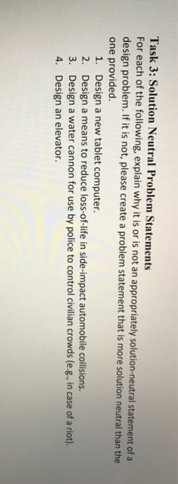 Solved Task 3: Solution Neutral Problem Statements For each | Chegg.com