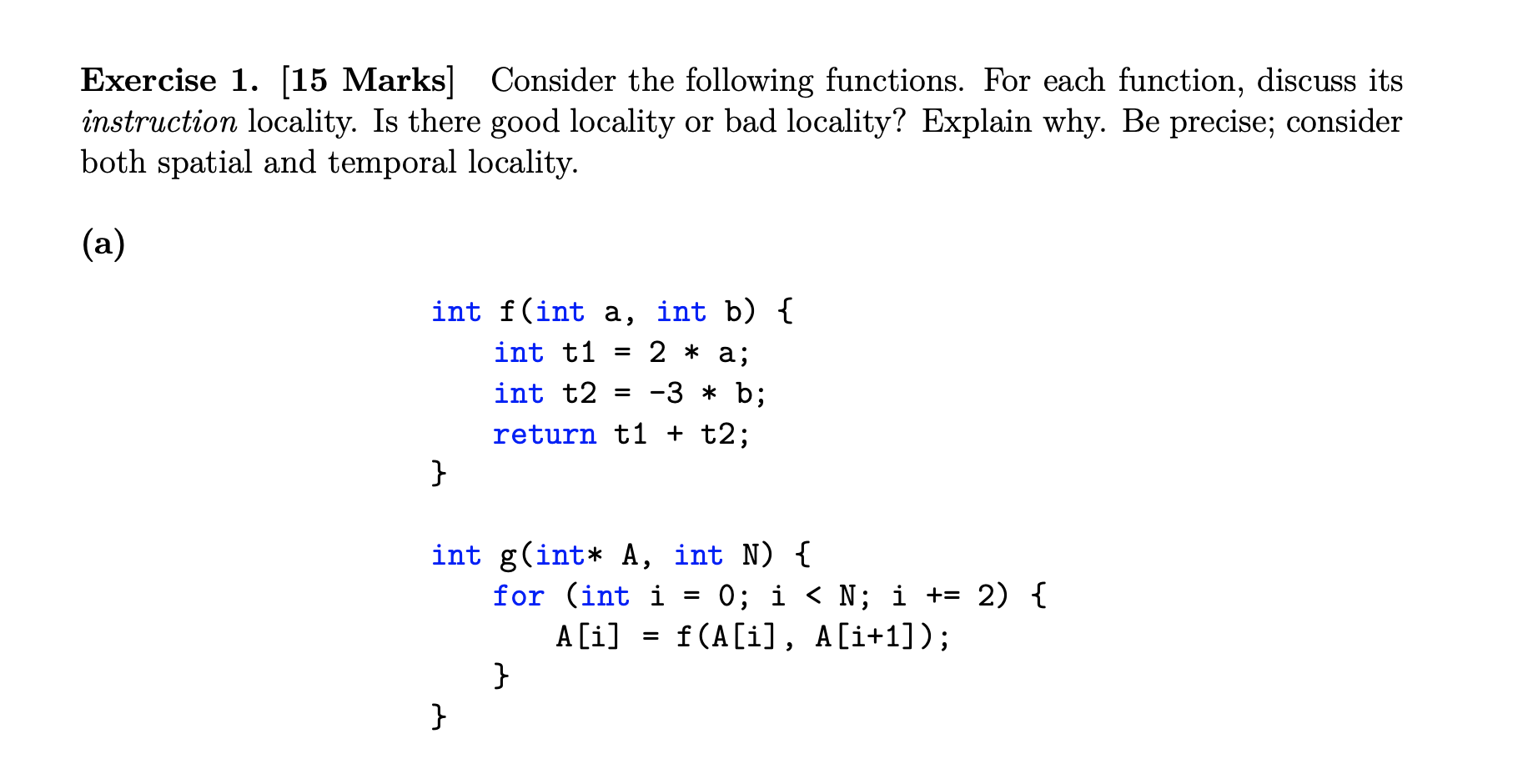 Solved Exercise 1. [15 Marks] Consider the following | Chegg.com