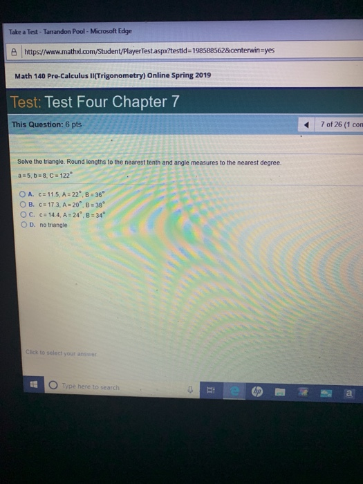 Solved Take a Test-Tarrandon Pool -Microsoft Edge | Chegg.com