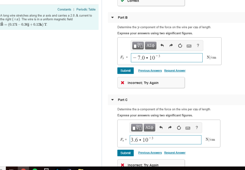 Solved Correc Constants | Periodic Table A long wire | Chegg.com