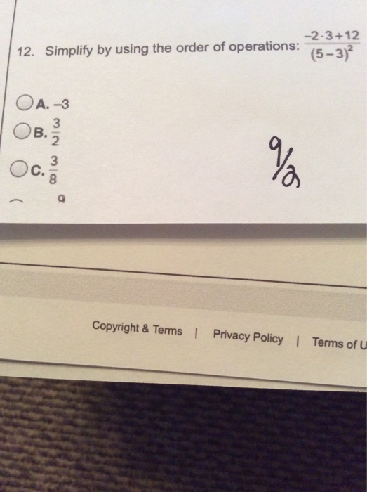 Solved -2)2+(33 -6 -20+2(-5) 18. Simplify by using the order | Chegg.com