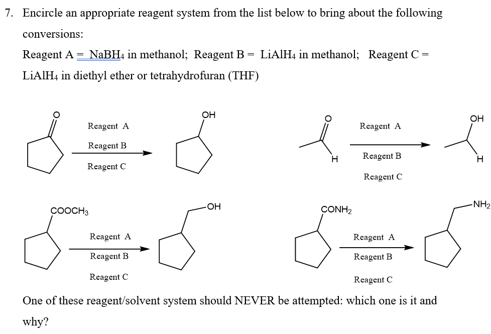 Solved 7. Encircle an appropriate reagent system from the | Chegg.com