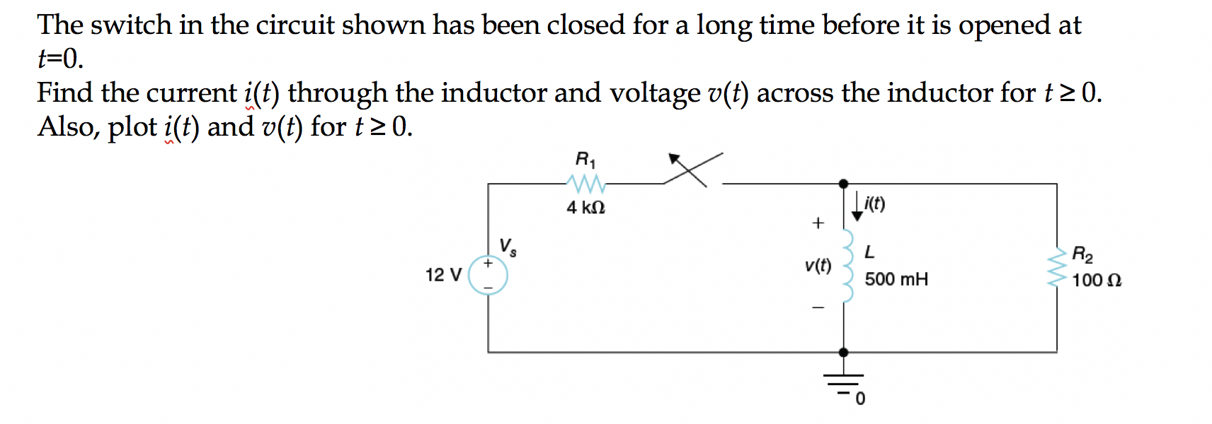 Solved The switch in the circuit shown has been closed for a | Chegg.com