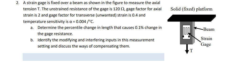 Solved 2. A strain gage is fixed over a beam as shown in the | Chegg.com