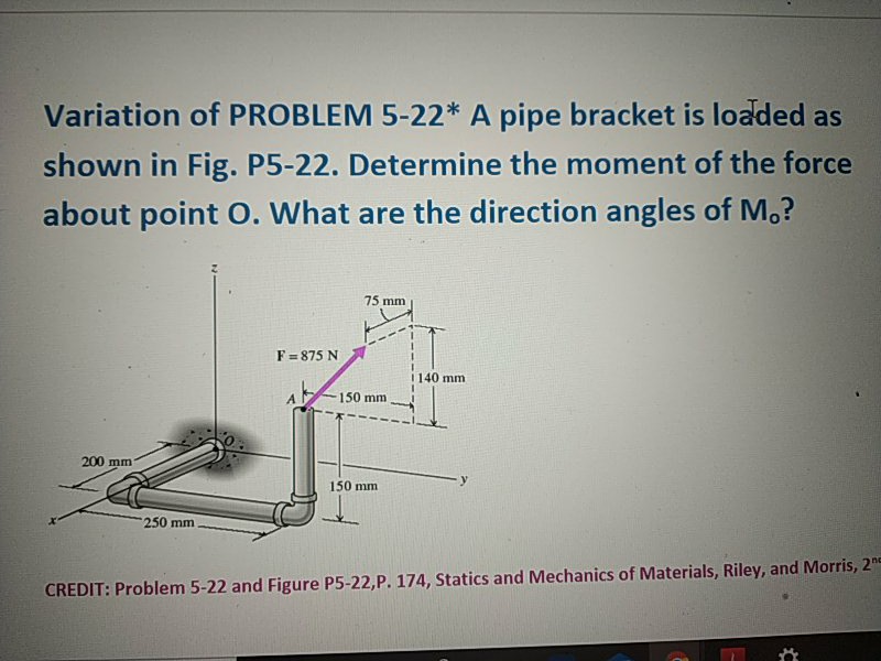 Solved Variation of PROBLEM 5-22* A pipe bracket is loaded | Chegg.com