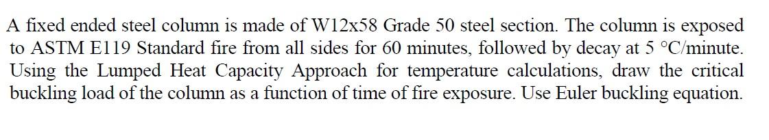 Solved A fixed ended steel column is made of W12×58 Grade 50 | Chegg.com