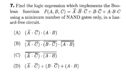 Solved 7. Find the logic expression which implements the | Chegg.com