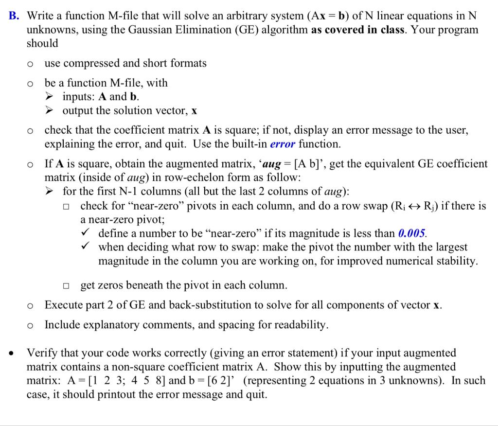 Solved O O O O B. Write a function M-file that will solve an | Chegg.com