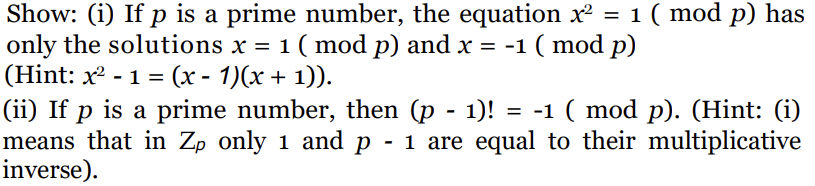 Solved Show: (i) If p is a prime number, the equation | Chegg.com