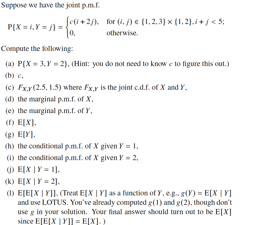 Solved Suppose we have the joint p.m.f. | Chegg.com