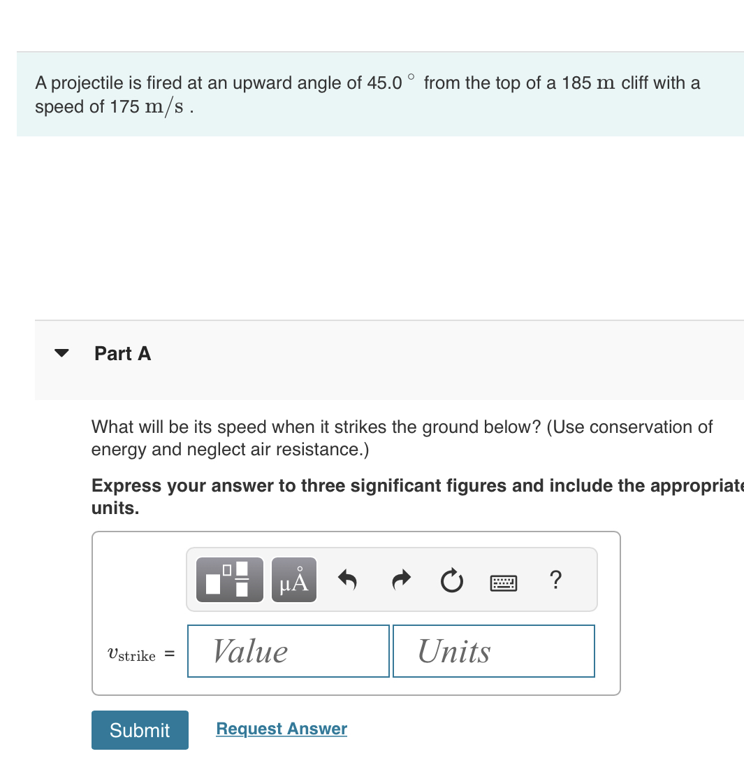 Solved A projectile is fired at an upward angle of 45.0∘ | Chegg.com